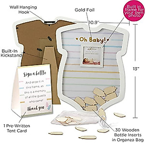 Kate Aspen Onesie Shaped Baby Shower Guest Book Shadow Box & Nursery Decoration Alternative Guestbook, One Size