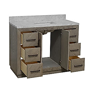 Peyton 48-inch Bathroom Vanity (Carrara/Gray Oak): Includes Gray Oak Cabinet with Stunning Carrara Marble Countertop and White Ceramic Sink