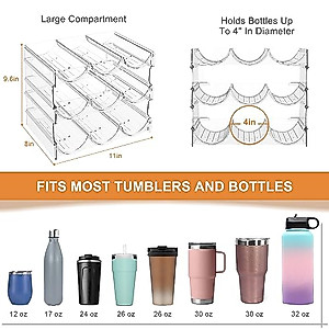 Plastic Water Bottle Organizer and Wine Rack Storage Holder,3 Tier 9 Containers Stackable Free-Standing Bottle Storage Rack for Kitchen Countertops, Table Top, Pantry, Bars, Cabinets, Fridge - Clear