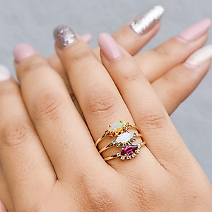 YoTreasure 0.75 Ct. Rhodolite Garnet & White Topaz 10K Yellow Gold Ring