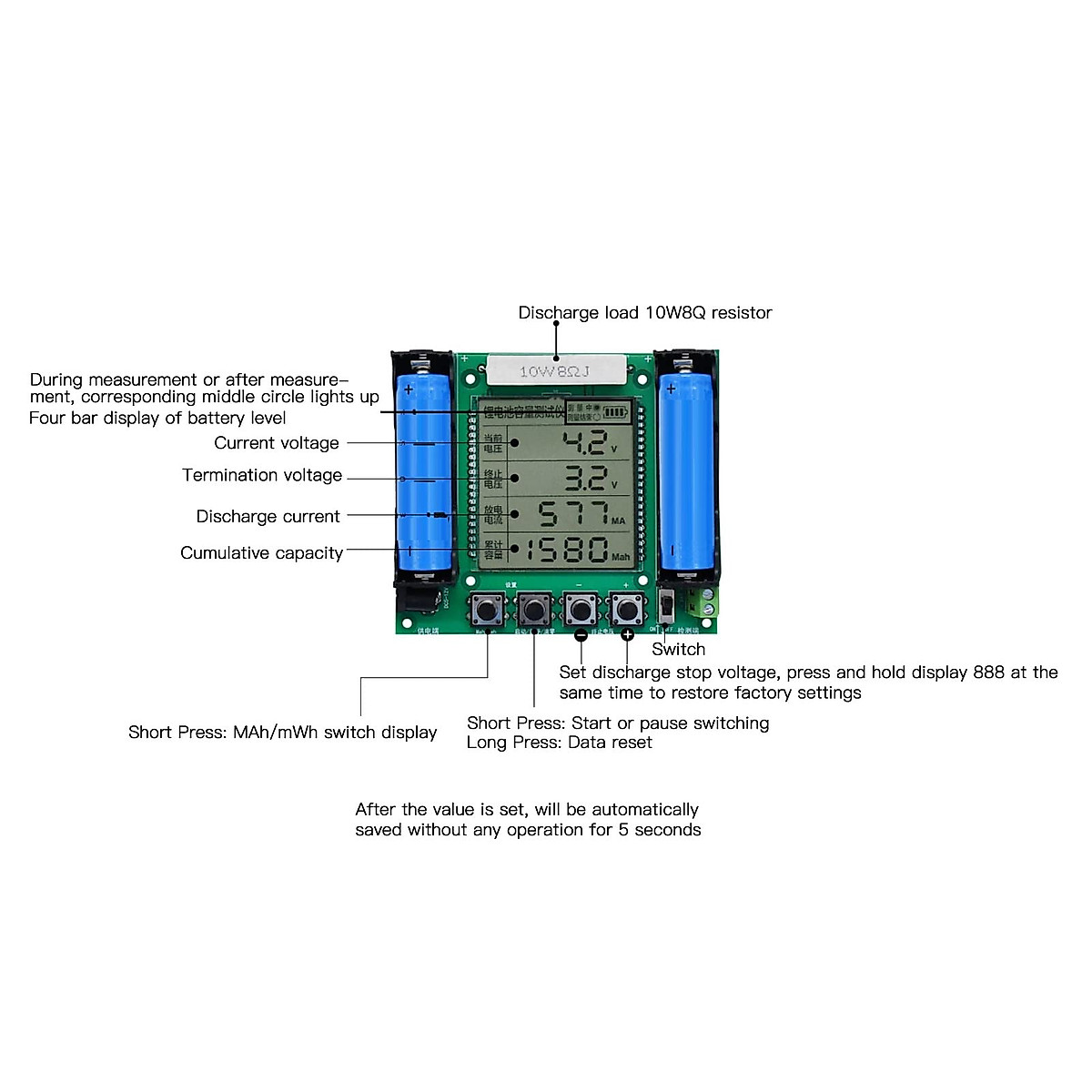 Lithium Battery Capacity Tester M239 Li Ion Battery High Accuracy Capacity Tester Module Mah and Mwh Digital Display Measurement for M239
