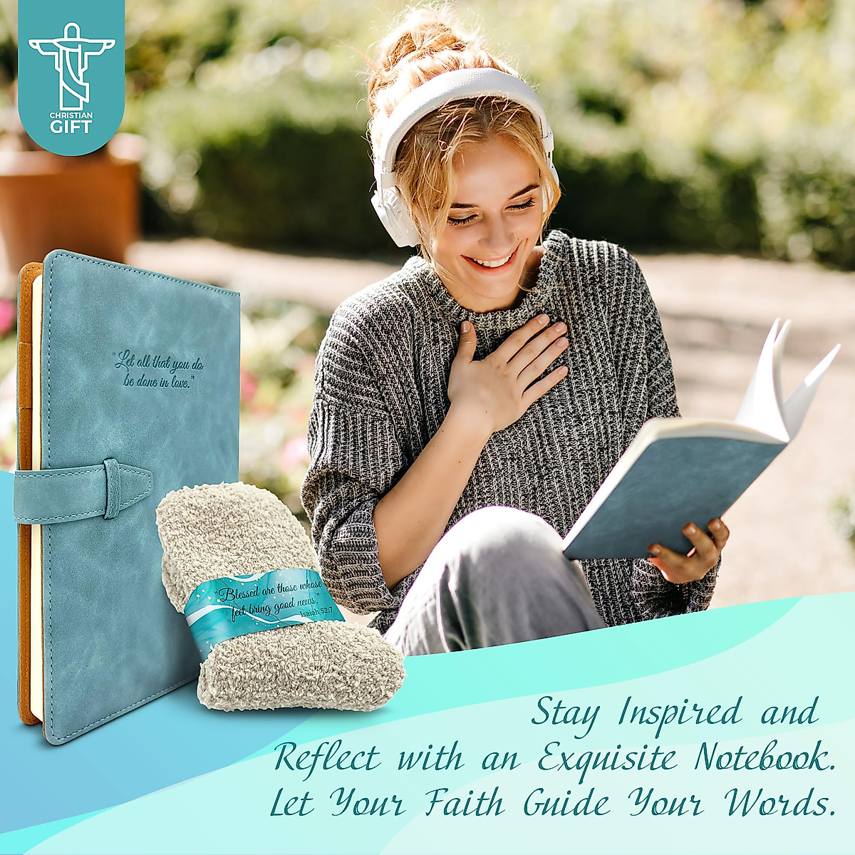 DEHITE Christian Gifts for Women Religious Inspirational Present With Insulated Tumbler - | Notebook | Socks | Keychain | Birthday Basket | - Christmas Gifts Box for Mother Bestfriend Coworker