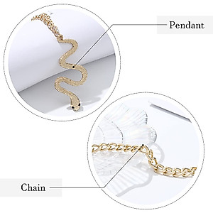 Sixexey Layered Snake Pendant Necklaces Gold Chunky Necklace Chain Jewelry for Women (A-Gold)
