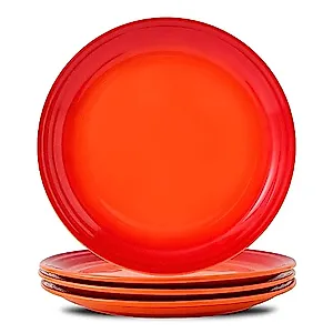 Hasense Dinner Plates, 10 Inch Large Salad Plates for Kitchen, Stoneware Dinnerware Dish Sets, Microwave, Oven, and Dishwasher Safe, Scratch Resistant, Gradient Orange