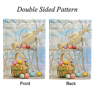 My Little Nest Seasonal Garden Flag Easter Bunny Eggs Vertical Garden Flags Double Sided for Home Farmhouse Yard Holiday Flag Outdoor Decoration Banner 28"x40"