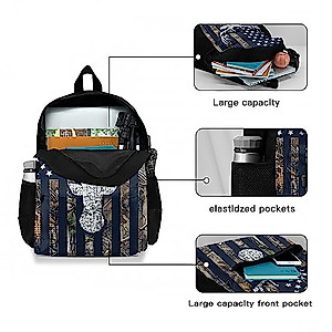 Srufqsi Deer Camo American Flag Hunting Backpack School Bookbag For Boys Girls College Backpack Laptop Backpacks Travel Daypack For Teen Women Men