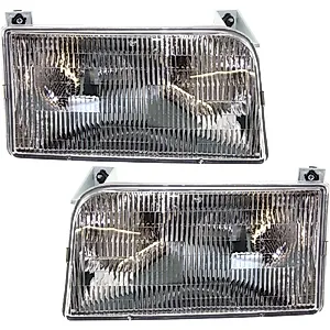 Evan Fischer Driver and Passenger Side Headlight Set of 2 Compatible with 1992-1996 Ford F-150, 1992-1996 F-250, 1992-1997 F-350 & 1992-1996 Bronco - FO2503114, FO2502118