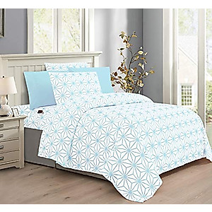 Elegant Comfort Luxury Soft Bed Sheets Cube Pattern 1500 Thread Count Percale Egyptian Quality Softness Wrinkle and Fade Resistant (4-Piece) Bedding Set, Twin/Twin XL, Aqua