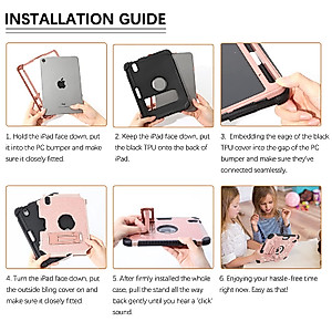 BENTOBEN iPad Mini 6 Case, iPad Mini 6th Generation Case, Glitter Sparkly 3 Layers Shockproof Kickstand with Pencil Holder Protective Kids Girls Women Tablet Cover for iPad Mini 6 2021 8.3", Rose Gold