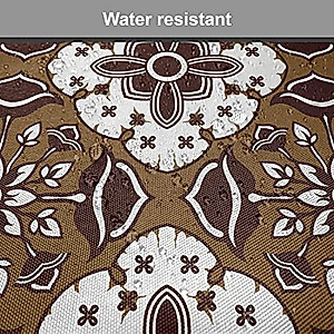 Ambesonne Chocolate Chair Seating Cushion Set of 6, Brown Toned Ancestral Batik Pattern with Floral Indonesian Motifs, Anti-Slip Seat Padding for Kitchen & Patio, 16"x16", Dark Brown White Brown