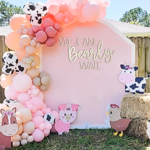 We Can Bearly Wait Sign for Teddy Bear Baby Shower Decoration Backdrop,Baby Boy Girl Gender Reveal Backdrop,Baby Announcements Photo Props(Wooden)