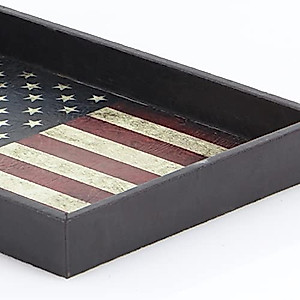 Deco 79 Wood Leather Trays, 21 by 19 by 17-Inch, Navy Blue, Set of 3