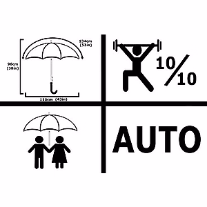 COLLAR AND CUFFS LONDON - Windproof EXTRA STRONG - StormDefender City Umbrella - Vented Double Canopy - Auto - Reinforced Frame with Fiberglass - Solid Wood Hook Handle - Black