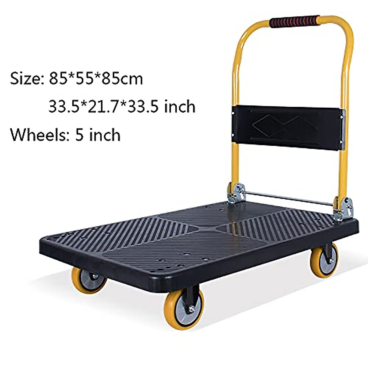 Generic Cart Folding Platform Truck Plastic Panel and Metal Handle Moving Push Cart for Warehouse Basements Flatbed Trolley Easy Transport Platform Truck Cart (Size : 85-Normal)