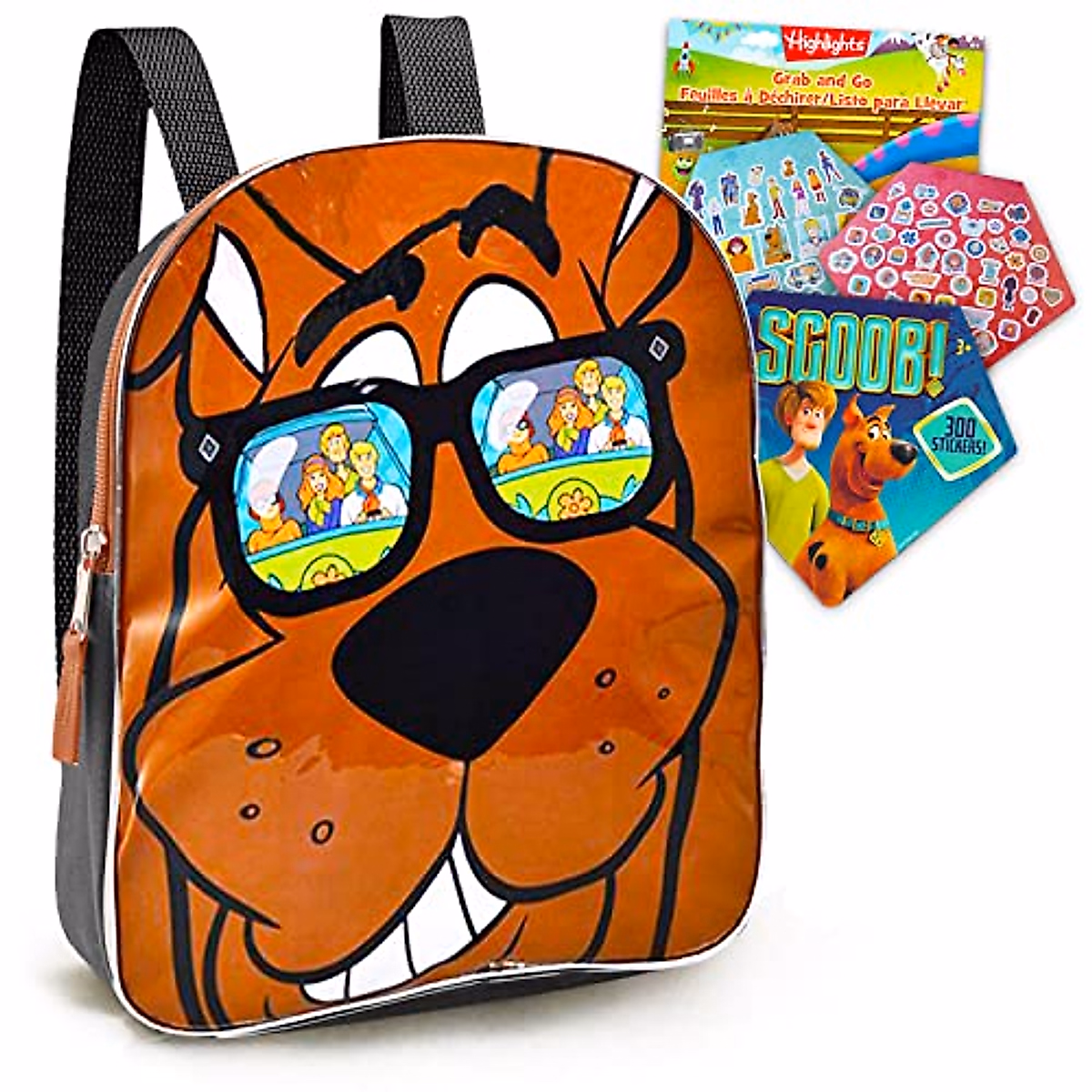 Warner Toys Scooby Doo Backpack for Kids, Toddlers - Bundle with 15 inch Scooby Doo Backpack Plus Scooby Stickers and Highlights Activity Book (Kids Backpacks)