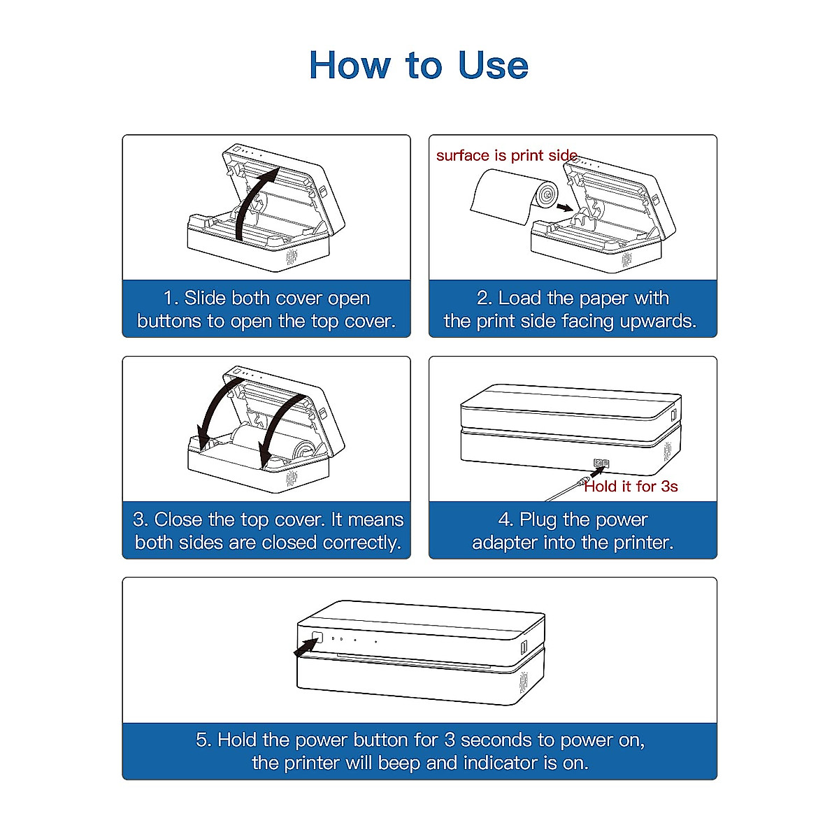 Thermal Printer, 2.4 GHz WiFi Inkless Printer Supports 8.5" x 11" US Letter Size Thermal Paper, Auto Cutting, Wireless Printer Support Android, iOS & Laptop, Compact Printer for Home Use, Office