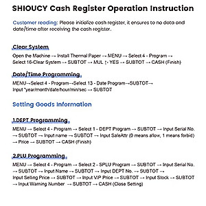 SHIOUCY Cash Register - Electronic POS System with 4 Bill 5 Coin,Removable Tray and Thermal Printer,48-Keys 8-Digital LED Display Multifunction for Small Businesses, White A