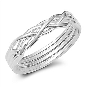 CloseoutWarehouse 925 Sterling Silver Braided Ring Size 9
