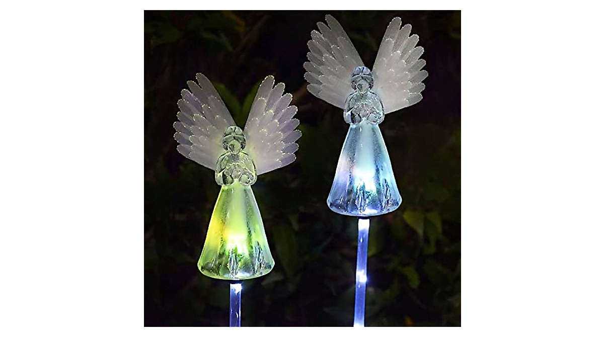Awinking 2 Pack Solar Angel Lights - Color Changing Outdoor Decor