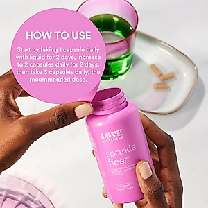 Love Wellness Sparkle Fiber Supplement for Digestive Health | Psyllium Husk Powder | Supports Regularity & Weight Management | Beauty Pills for Bloating Relief with Digestive Enzymes | 90 Capsules