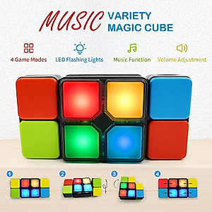 4-in-1Electronic Memory & Brain Game | Handheld Game for Kids | STEM Toy for Kids Boys and Girls | Changeable Colors Speed Cube Novelty Puzzle | Fun Gift Toy for Kids Ages 6-12 Years Old | Fidget toys