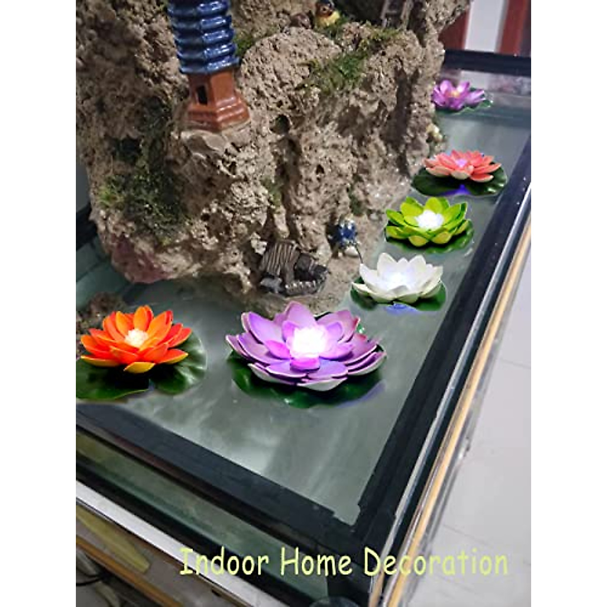 Assaoy Floating Pool Lights,Lotus Flowers Lights,Fun Pool Accessories,Pond Light LED Candles Artificial Flower W/Water Lily Pad for Pool at Night,Garden Wedding Back to School PartyDecor 8Pcs