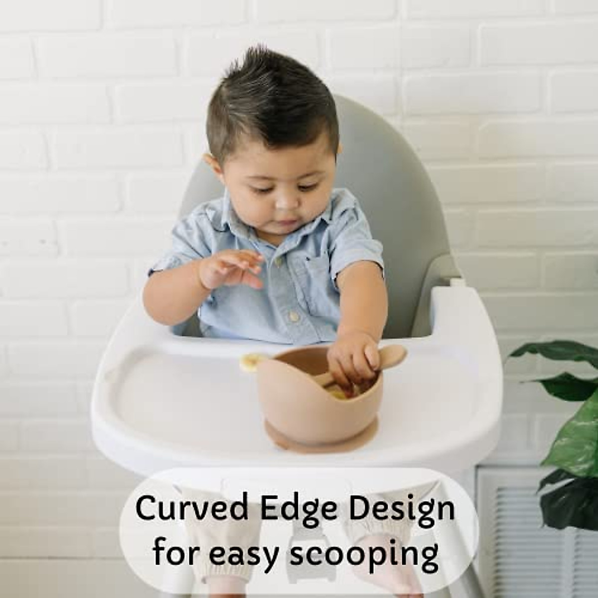 Tooshka Silicone Suction Baby Bowl & Spoon - Suction Bowls for Baby Led Weaning - BPA Free - Baby Feeding Set (Speckled Clay)