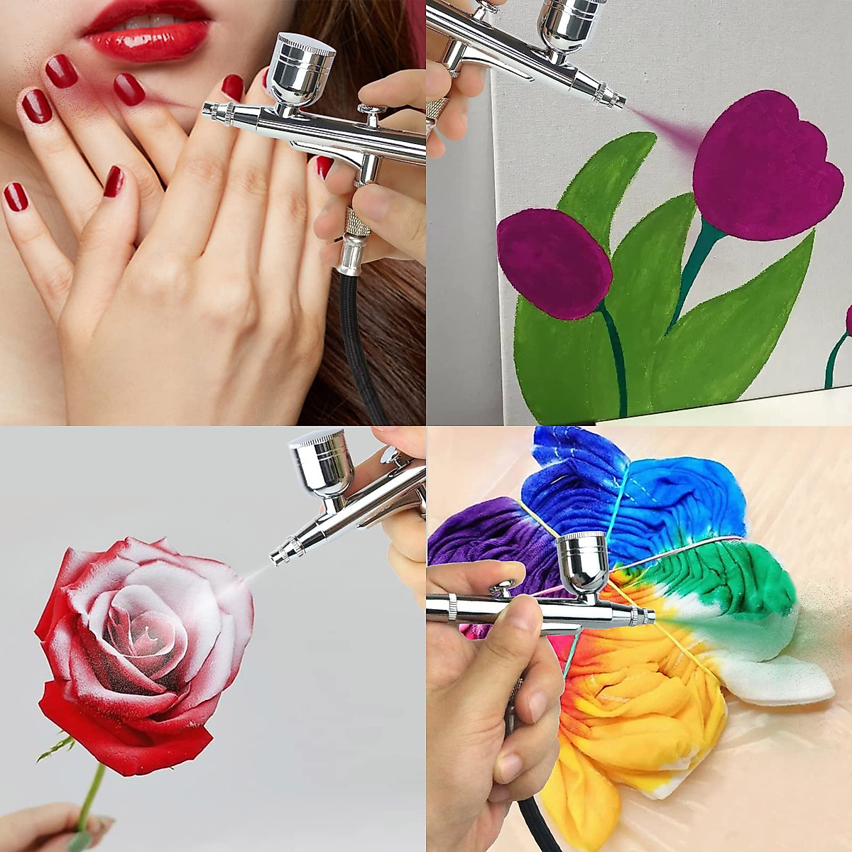 0.3mm Dual Action Airbrush Kit with Three Different Cups(6CC,20CC,40CC) Portable Airbrush Set for Makeup,Commercial Arts,Cake Decoration,Nail Art,Photo Retouching,Model Making and Crafts