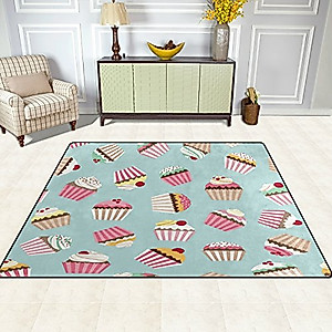 ALAZA Vintage Cartoon Cupcake Area Rug Rugs for Living Room Bedroom 7' x 5'