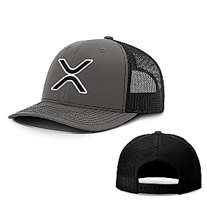 XRP Logo - Cotton Snapback Hat - Breathable Mesh Side for Casual Wear & Outdoor Activities All Seasons - Baseball Cap Women and Men (Charcoal Front/Black Mesh)