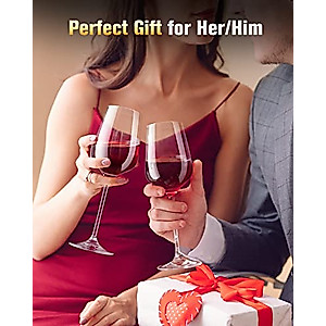 Maxboro Wine Glasses Set of 2, 15.2 Oz Hand Blown Lead-Free Premium Crystal Red Wine Glass, Long Stem Wine Glasses for Daily Use Mother's Day Gift Wedding Anniversary or Birthday Gift