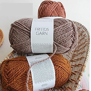 Yarn Ave 100% Norwegian Wool Chunky Woollen Yarn, Thick Warm Knitting Yarn for Heavy Cardigan Pullover Winter Sweater Felting 50g/1.76oz 70 Meters (#1055)