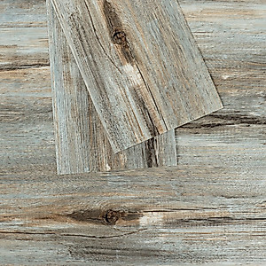 Wallercity 4-Tiles Waterproof Light Brown Vinyl Flooring Peel and Stick Flooring for Bathroom Kitchen Laminate Flooring Stick on Floor Tiles Removable Sticky Tiles Peel and Stick Floor Tile 36" x 6"