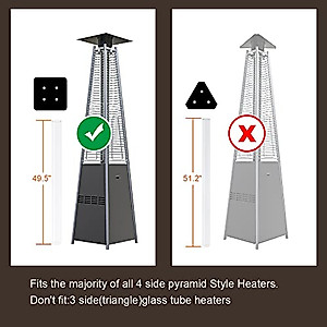 SafBbcue Patio Heater Glass Tube Replacement for 4-Sided Outdoot Liquid Propane Patio Heater, 49.5" Tall 4" Diameter Heater Temperature Resistant Quartz Glass Tube with Neoprene Ring for Patio Heater