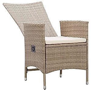 YUHI-HQYD 5 Piece Patio Dining Set,Balcony Bar,Party Furniture,Comfortable Casual Furniture,Adjustable Backrest,Suitable for Balcony, Deck, Backyard, Patio, Garden, Poolside, etc. Beige