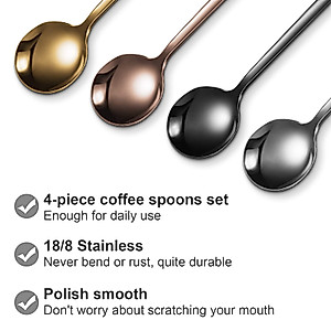 4 Pieces Coffee Spoons Teaspoons Stainless Steel Espresso Spoons Frosted Handle Soup Spoons for Coffee Sugar Soup Ice Cream Dessert Cake Supplies, 5.31 Inch and 4 Colors