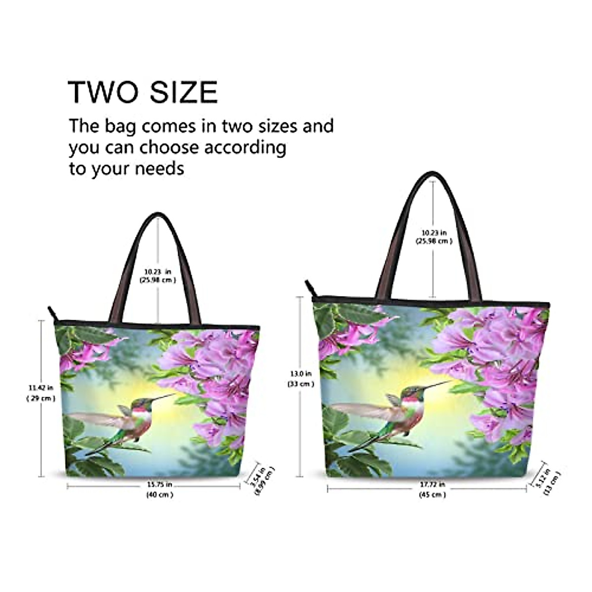 Sletend Hummingbird Flower Bird Handbags for Women Fashion Tote Bags Shoulder Bag for School Travel Work Shopping(M)