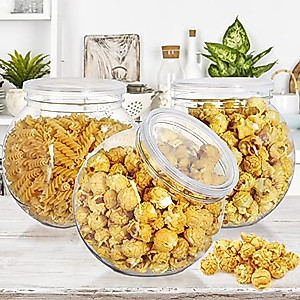 TOPZEA 3 Pack Candy Jars with Lids, 46 Oz Plastic Candy Jar with Lid Clear Cookie Container Sweet Jar Wide Mouth Opening Kitchen Countertop Jars for Candies, Jelly Beans, Cookies, Cereal Snack Storage