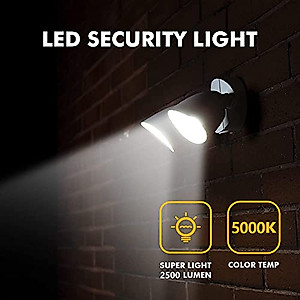 LUTEC 6222W 2500 Lumen 32 Watt 28 LED Dual-Head Floodlight Outdoor, Full Metal Design, Waterproof Exterior Security Wall Light for Patio, Garden, Yard-White