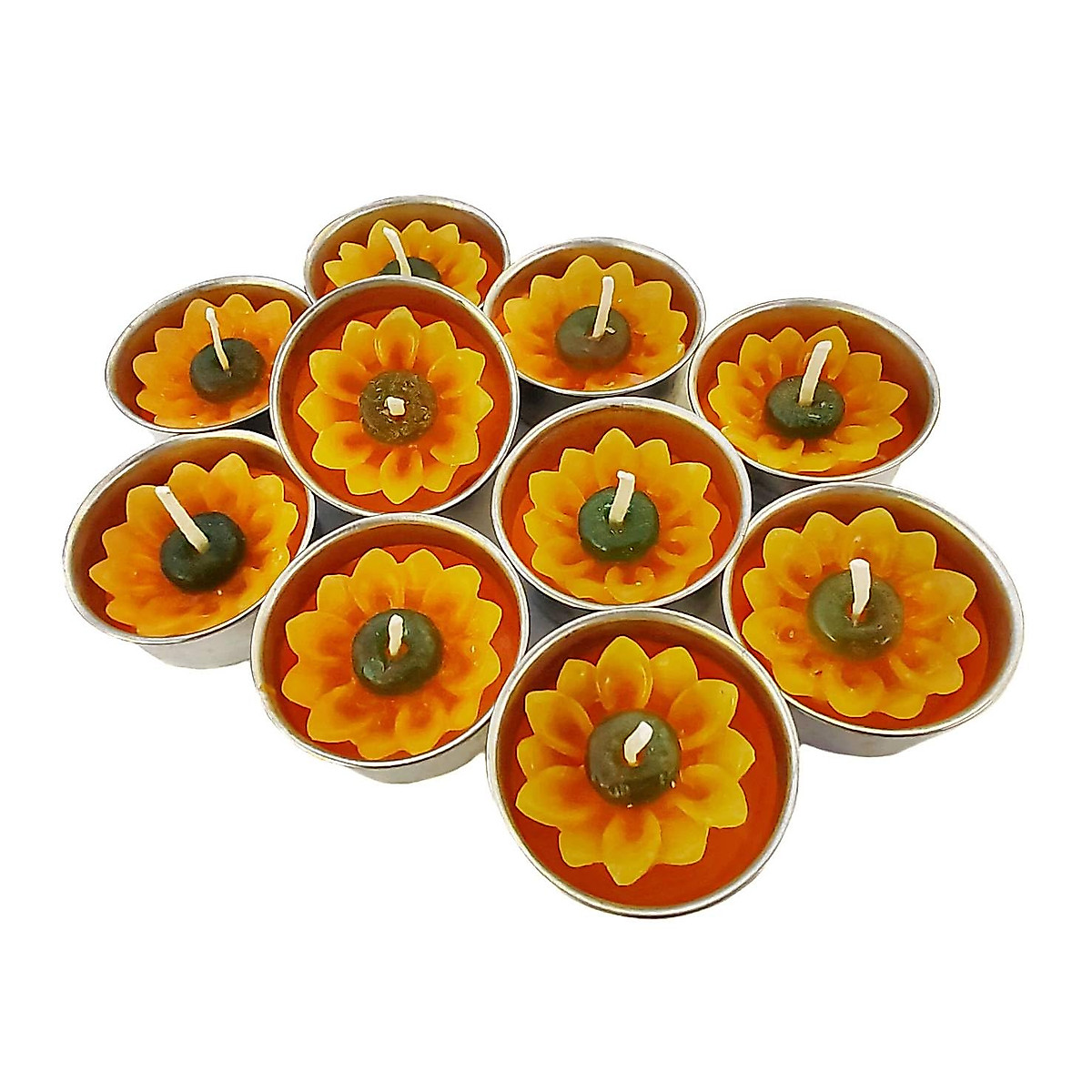 HukDok Flower Shape Tealight Candles for Birthday Party Home Décor Spa Wedding Anniversary Valentine's Day Mother's Day Celebration Baby Shower Decoration. (Sunflower)