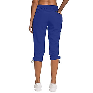 ChinFun Women's Hiking Capris Pants Outdoor Quick Dry Cargo Cropped Pants Water Resistant UPF 50+ Royal Blue XXL