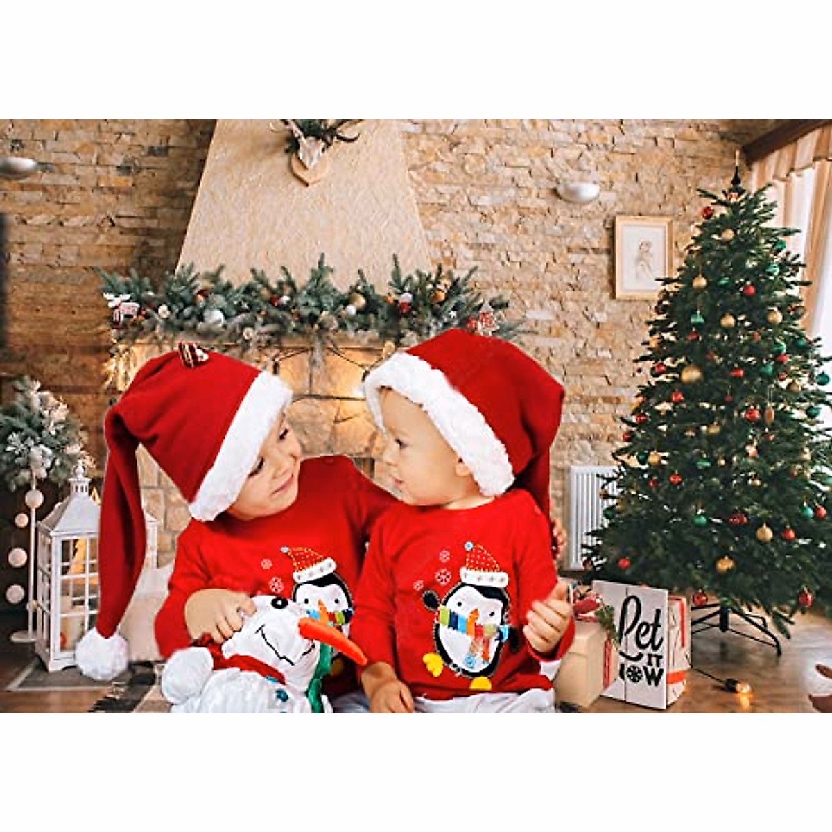 Dudaacvt 7x5ft Christmas Fireplace Theme Backdrop for Photography Christmas Photography Backdrop Merry Xmas Sock Gift Decorations Family Party Banner Photo Studio Props D470