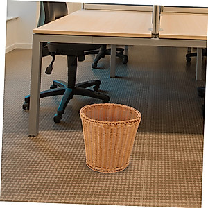 WOONEKY Rattan Trash Can, Brown, Open-Top, Plastic Material, 11" x 11" x 11"