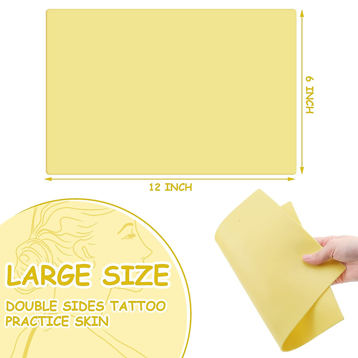 6 Sheets Large Tattoo Practice Skin 8 x 12 Inch Fake Tattoo Skin Kit 3mm Thick Fake Skin Double Sides Silicone Skin for Beginners and Experienced Artists