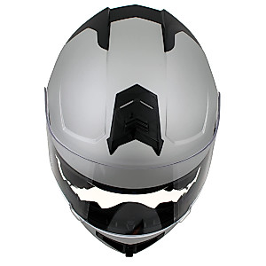 Milwaukee Helmets H7010 Flat Gray 'Mayday' Modular Motorcycle Helmet w/Intercom - Built-in Speaker and Microphone for Men/Women - Large