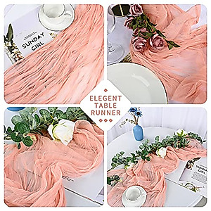 6 Pack 10Ft Blush Cheesecloth Table Runner 29''x120'' Gauze Semi-Sheer Table Runner Rustic Cheesecloth Table Cloth for Romantic Wedding Party Bridal Shower Birthday Dinner Boho Table Decor