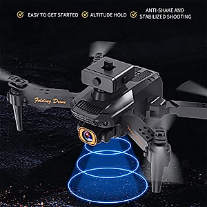 Mini Drone with 1080p Dual HD Camera, Foldable Quadcopter HD Camera Remote Control Toys Gifts for Beginner with Altitude Hold Headless Mode One Key Start Aircraft