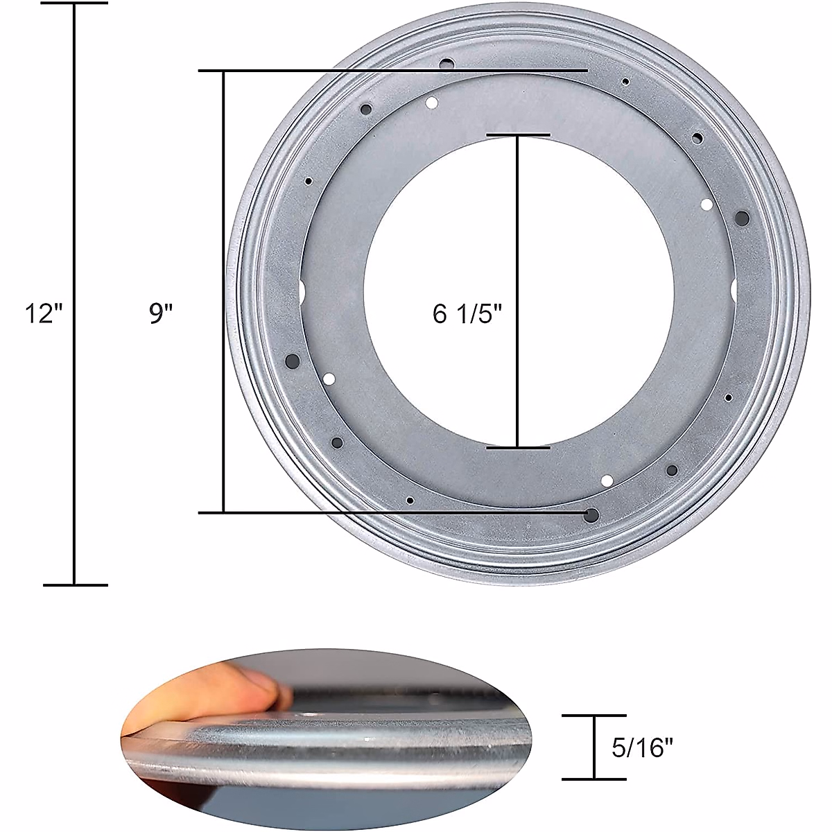 2Pack 12" Lazy Susan Hardware 5/16 Thick Turntable Bearings 1000lbs Load Capacity Lazy Susan Turntable Swivel Plate Base for Rotating Table, Kitchen Storage, Serving Tray, Corner Shelves, Book Rack