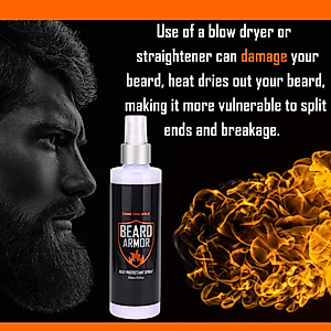 Tame the Wild Beard Straightener with Heat Protectant - Argan Oil, Keratin & Aloe Fortified Spray for Men's Hair & Beard - Large 8.5 Fl Oz Bottle