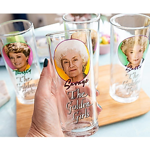 Silver Buffalo The Golden Girls Frames Logo 10-Ounce Tumbler Glasses | Set of 4
